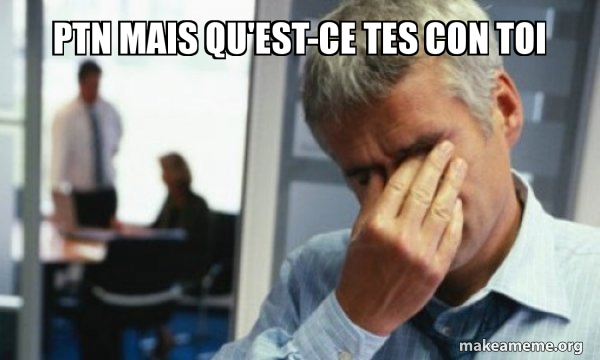 Ptn mais qu'est-ce tes con toi - Male First World Problems Meme Generator