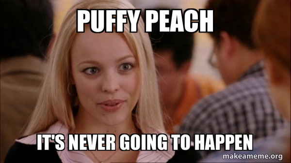 puffy peach It's never going to happen - Mean Girls Meme Meme Generator