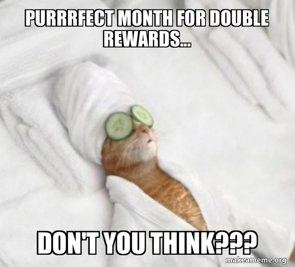 Purrrfect month for double rewards... don't you think??? - Pampered Cat ...