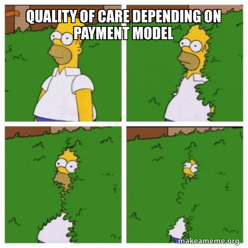 quality of care depending on payment model Meme Generator