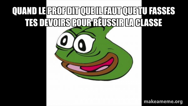 Quand le prof dit que il faut que tu fasses tes devoirs pour réussir la ...