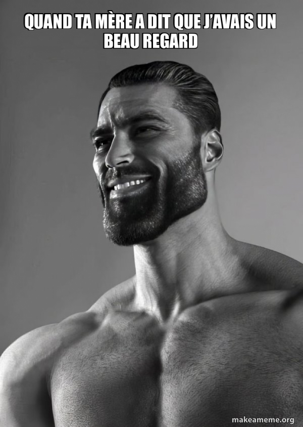 Quand ta mère a dit que j’avais un beau regard - Gigachad Meme Generator