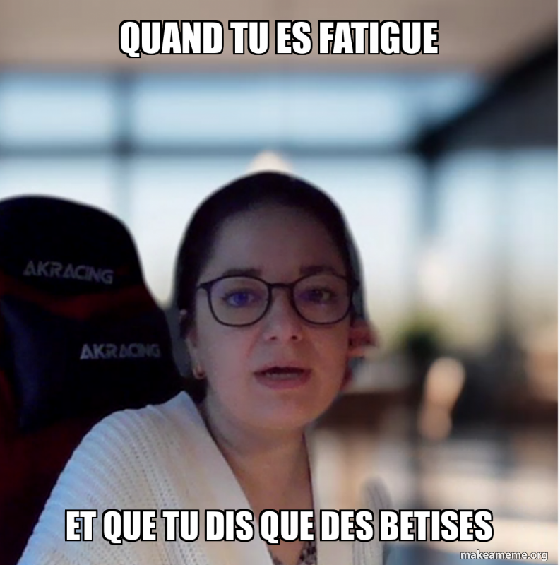 QUAND TU ES FATIGUE ET QUE TU DIS QUE DES BETISES Meme Generator