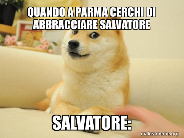 Quando a Parma cerchi di abbracciare Salvatore Salvatore: - Doge Meme ...