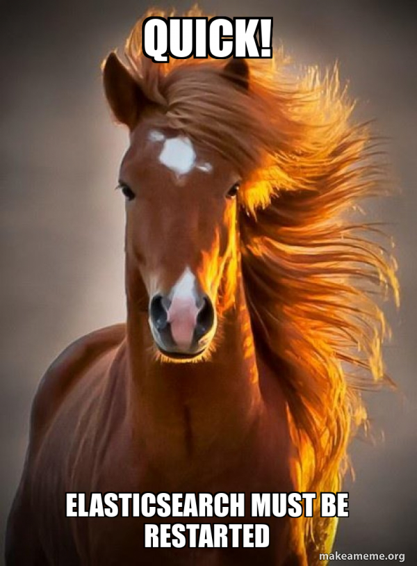 Quick! elasticsearch must be restarted - Ridiculously photogenic horse ...