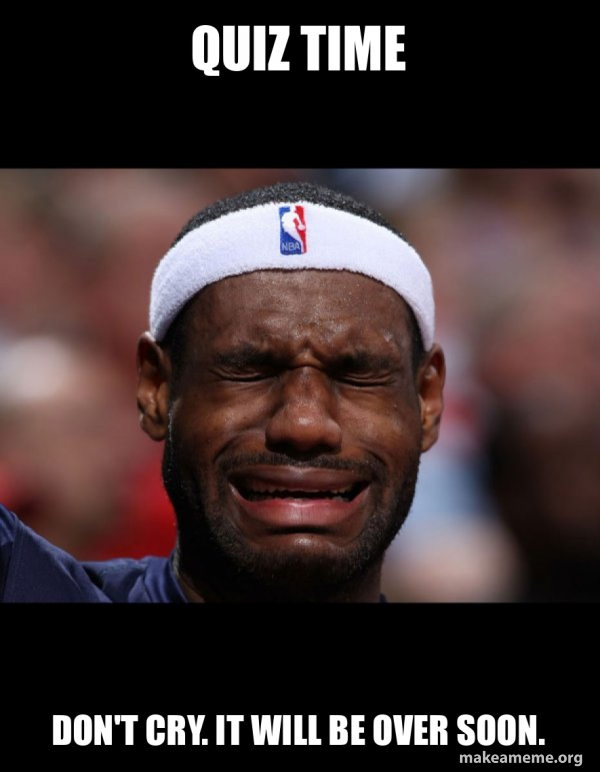 Quiz Time Don't cry. It will be over soon. - Lebron Crying Meme Generator
