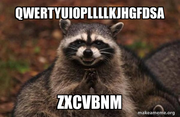 qwertyuiopllllkjhgfdsa zxcvbnm - Evil Plotting Raccoon Meme Generator