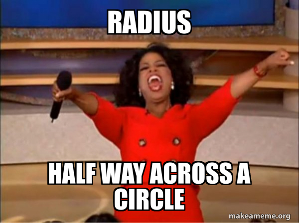 Radius Half way across a circle - Oprah Winfrey - You Get a Car Meme ...