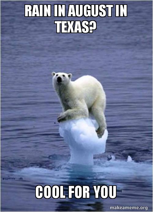 Rain in August in Texas? Cool for you | Make a Meme
