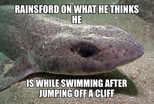 Rainsford on what he thinks he is while swimming after jumping off a ...