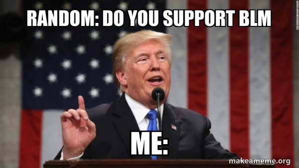 Random: do you support blm Me: - Donald Trump Meme Generator