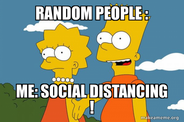 Random people : Me: social distancing ! - Bart and Lisa Chat Meme Generator
