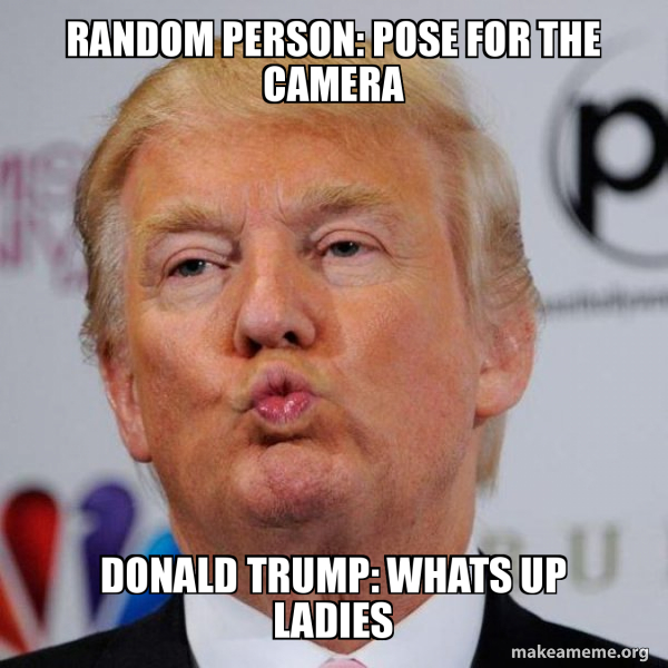 random person: pose for the camera donald trump: whats up ladies ...