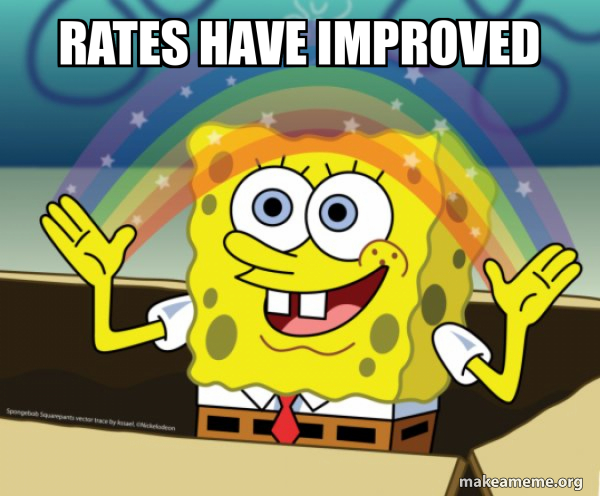Rates Have Improved - Rainbow SpongeBob Meme Generator