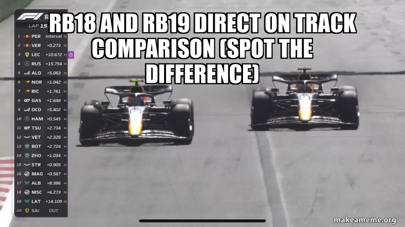 Rb18 and rb19 direct on track comparison (spot the difference) Meme ...