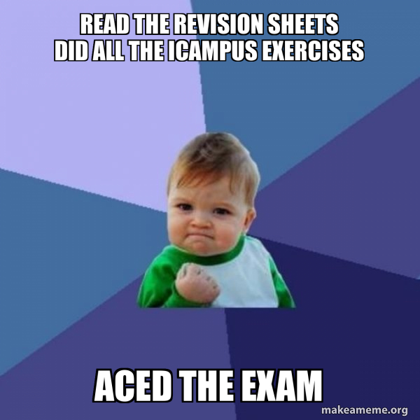 READ THE REVISION SHEETS DID ALL THE ICAMPUS EXERCISES ACED THE EXAM ...