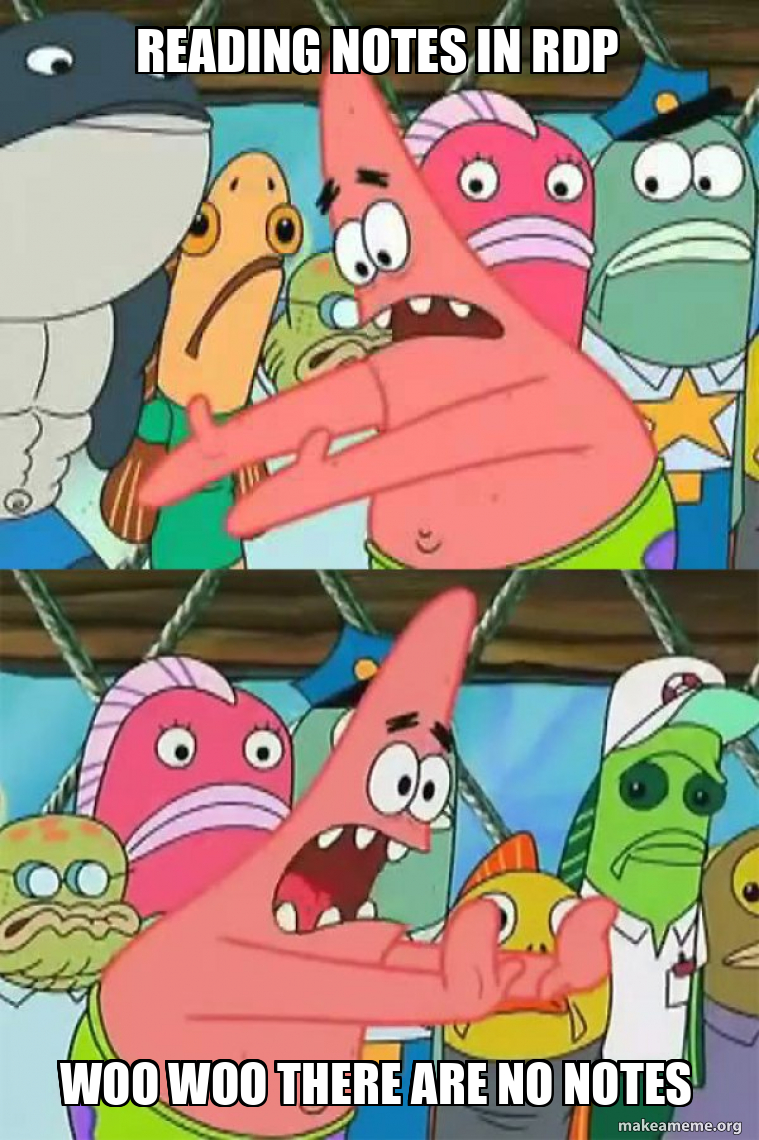 Reading notes in RDP Woo Woo there are no notes - Push It Somewhere ...