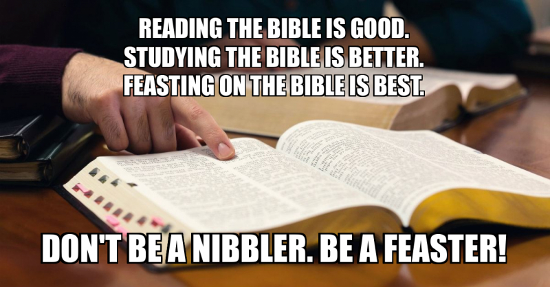 reading the bible is good. studying the bible is better. feasting on ...