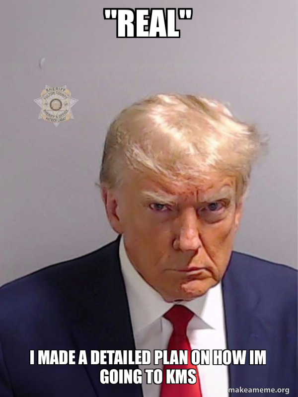 "real" i made a detailed plan on how im going to kms - Donald Trump ...