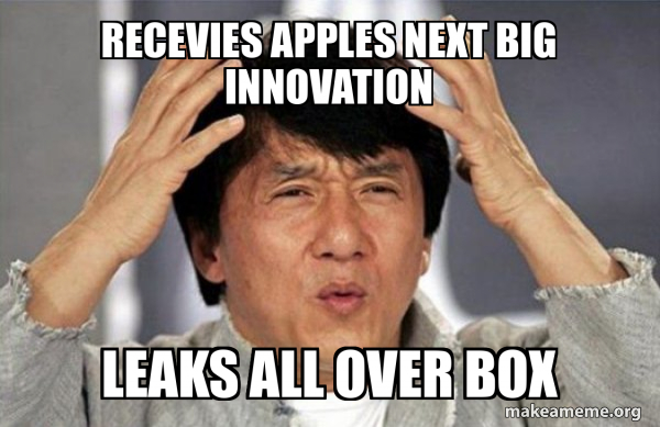 Recevies Apples Next Big Innovation Leaks all over box - Jackie Chan Why? Meme Generator