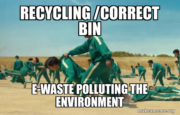 Recycling /Correct bin E-Waste polluting the environment - Squid Game ...