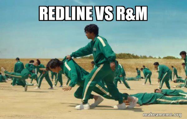 Redline Vs R&M - Squid Game Ali Holding Seong Meme Generator