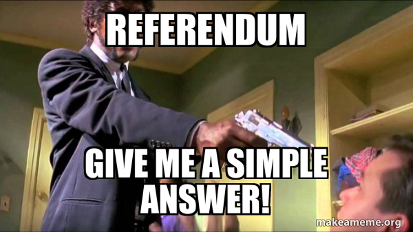 Referendum GIVE ME A SIMPLE ANSWER! - Samuel L. Jackson Say What Meme ...