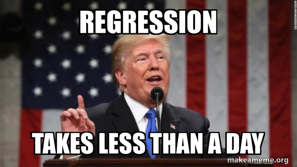 regression takes less than a day - Donald Trump Meme Generator
