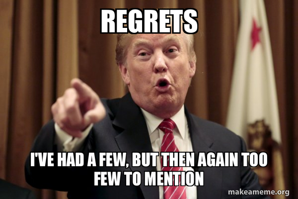 Regrets I've had a few, but then again too few to mention - Donald ...