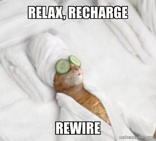 Relax, Recharge Rewire - Pampered Cat Meme Meme Generator