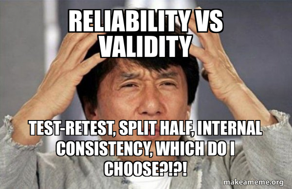 Reliability VS Validity Test-Retest, Split Half, Internal Consistency ...