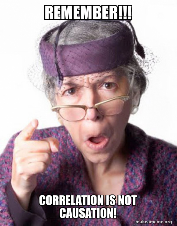 REMEMBER!!! CORRELATION IS NOT CAUSATION! - Disapproving Grandma Meme ...