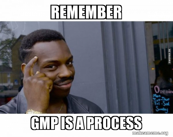 remember GMP is a process - Roll Safe Black Guy Pointing at His Head ...