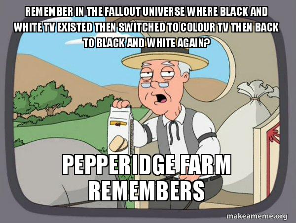 Remember in the fallout universe where black and white tv existed then ...