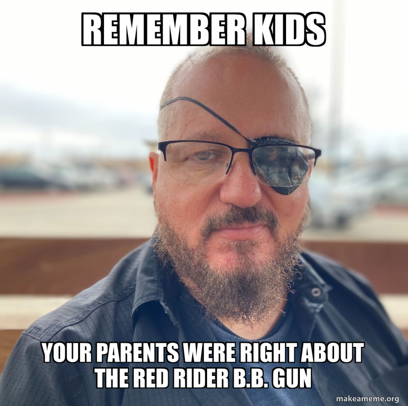 REMEMBER KIDS YOUR PARENTS WERE RIGHT ABOUT THE RED RIDER B.B. GUN Meme ...