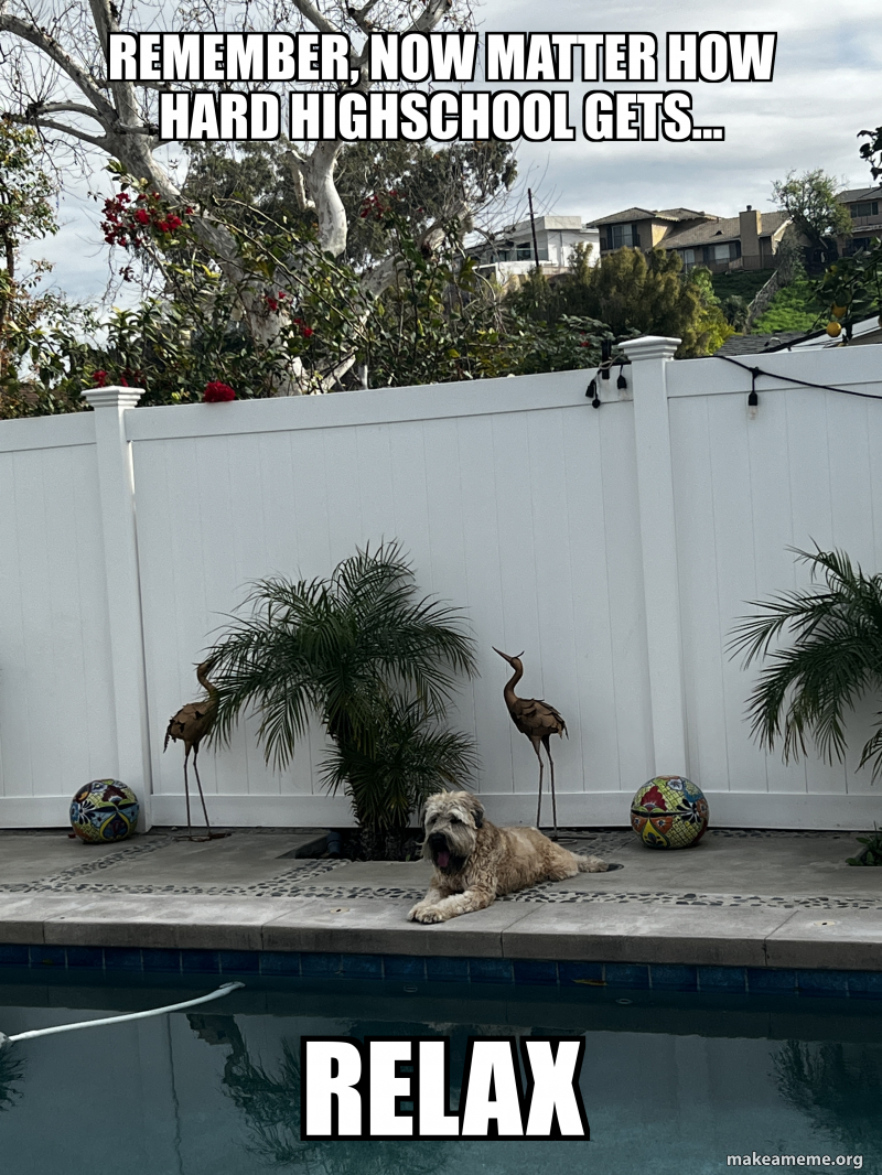 Remember, now matter how hard highschool gets... Relax Meme Generator