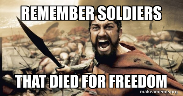 REMEMBER SOLDIERS THAT DIED FOR FREEDOM - The 300 Meme Generator