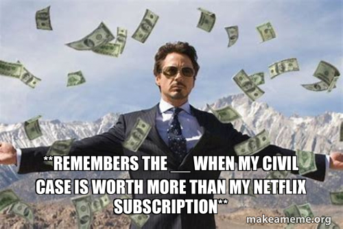**remembers the __ when my civil case is worth more than my netflix ...