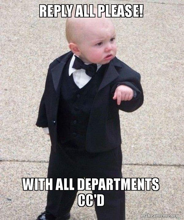 REPLY ALL PLEASE! with all departments CC'd - Godfather Baby Meme Generator
