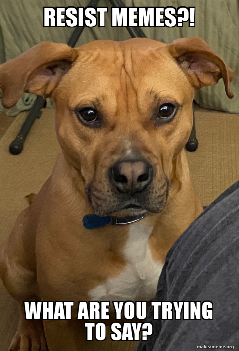 resist memes?! What are you trying to say? Meme Generator