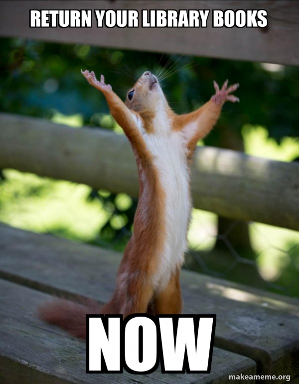 Return your library books Now - Happy Squirrel Meme Generator