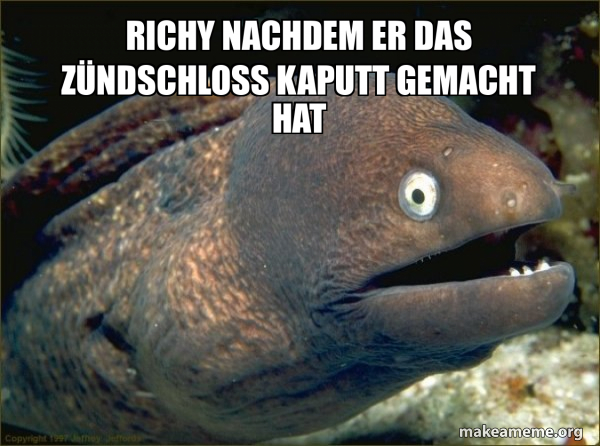 Richy nachdem er das Zündschloss kaputt gemacht hat - Bad Joke Eel Meme ...