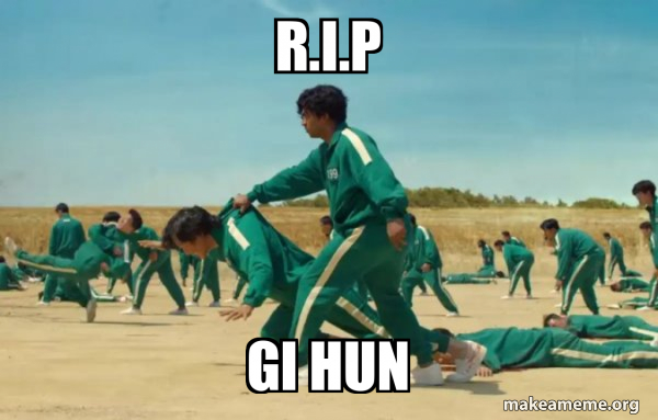 r.i.p gi hun - Squid Game Ali Holding Seong Meme Generator