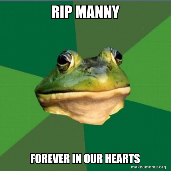RIP Manny Forever in our hearts - Foul Bachelor Frog Meme Generator