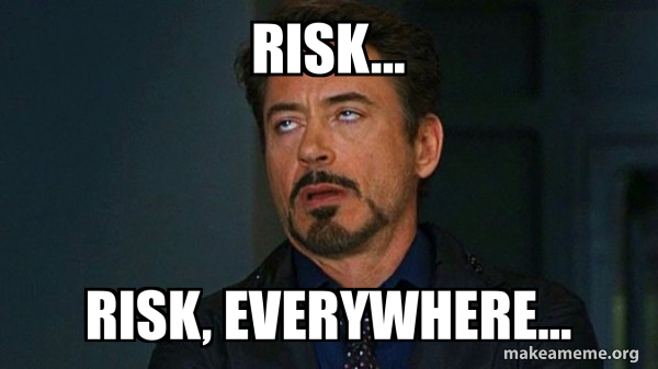 Risk... Risk, everywhere... - Tony Stark Eye Roll Meme Generator