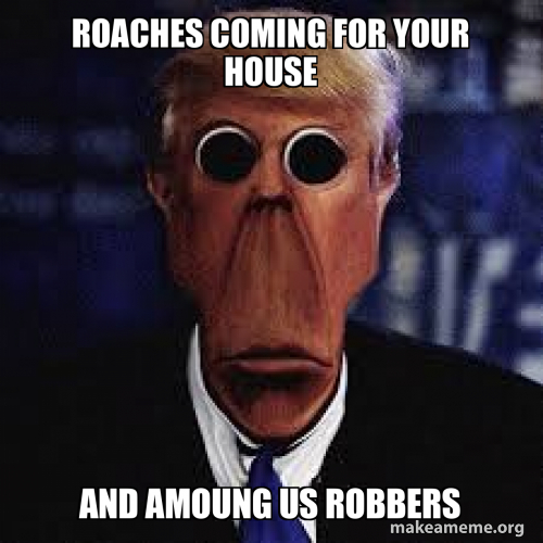 roaches coming for your house and amoung us robbers Meme Generator