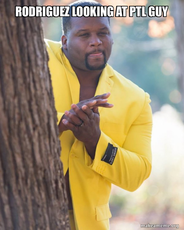 Rodriguez looking at PTL guy - Anthony Adams in Yellow Suit Rubbing ...