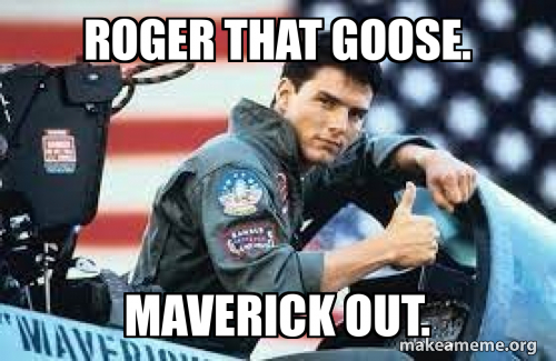 Roger that Goose. Maverick out. Meme Generator