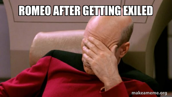 Romeo after getting exiled - Picard Facepalm Meme Generator