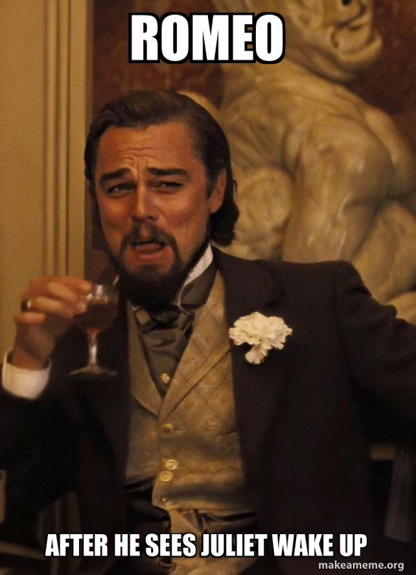 ROMEO AFTER HE SEES JULIET WAKE UP - Leonardo DiCaprio Laughing Django ...